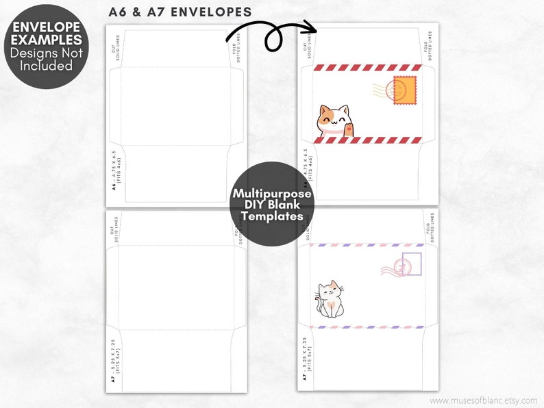DIY Printable Envelope Template, Editable Canva Templates, A1 A2 A6 A7 ...