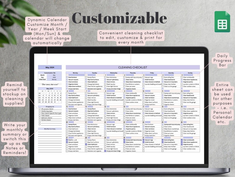 Cleaning Tracker Spreadsheet, Cleaning Schedule Google Sheets, Cleaning ...
