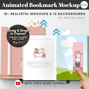 Animated Bookmarks Mockups, Book Mockups Bookmark Template, Custom ...