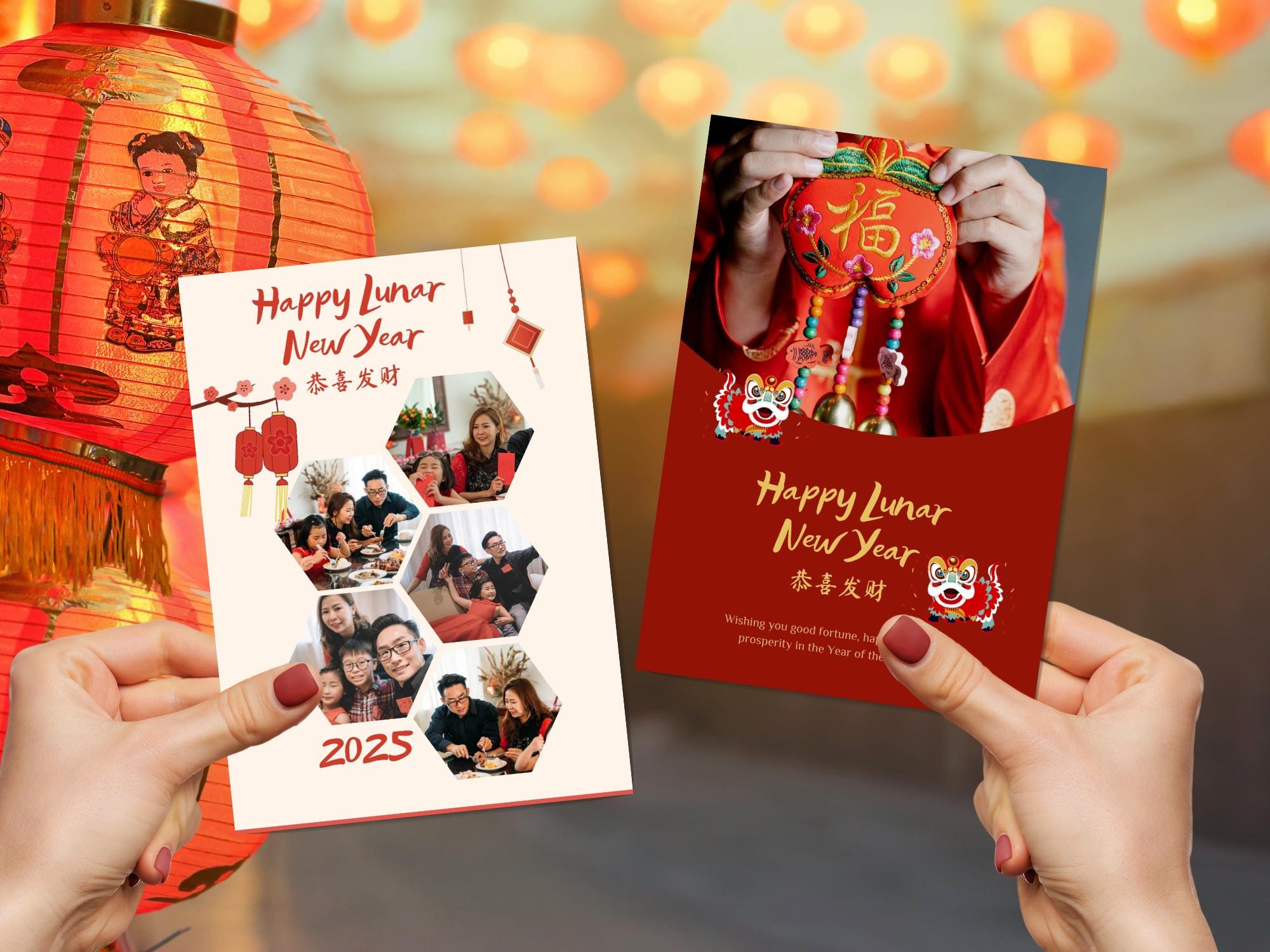 Editable Lunar New Year Cards Templates, Printable Photo Chinese New ...