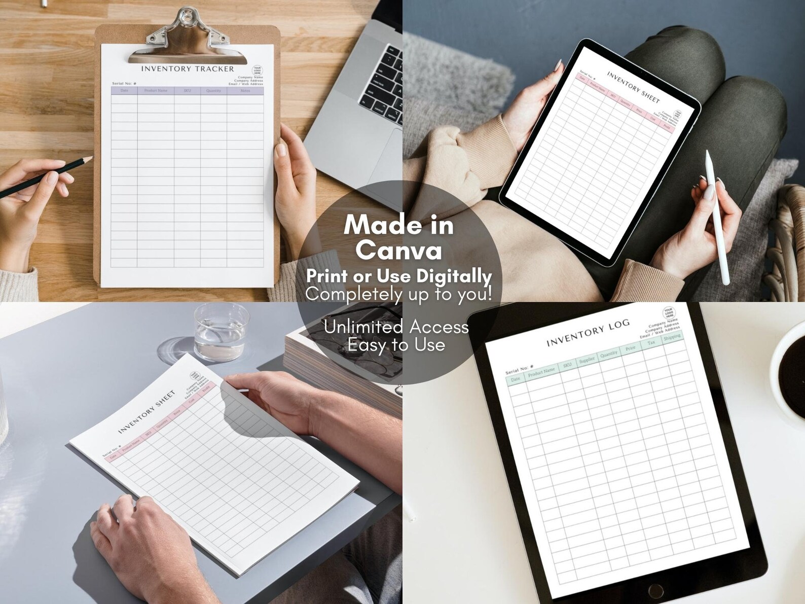 3 Product Inventory Templates Bundle Editable & Printable - Etsy