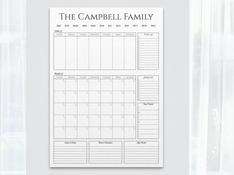 Editable Family Command Center Printable Google Sheets Template V1 ...