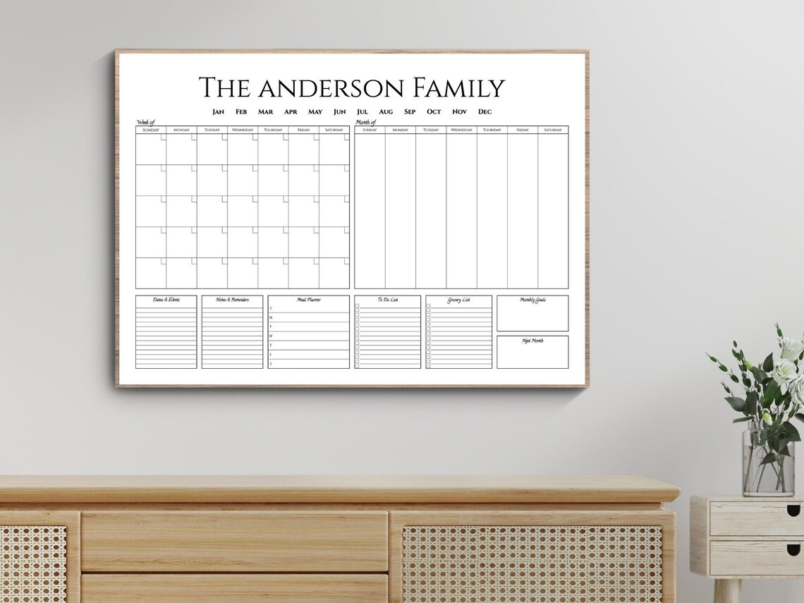 Editable Family Command Center Printable Google Sheets Template V7 ...