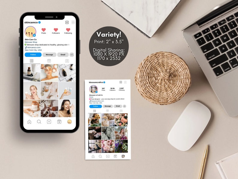Editable Instagram Business Card Templates Printable Instagram - Etsy