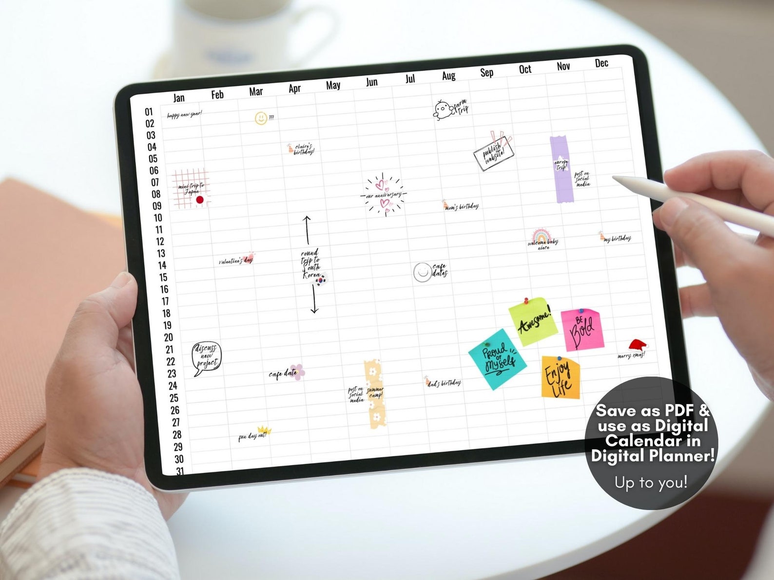 Editable Forever Calendar Template, Perpetual Calendar Reusable, Google ...