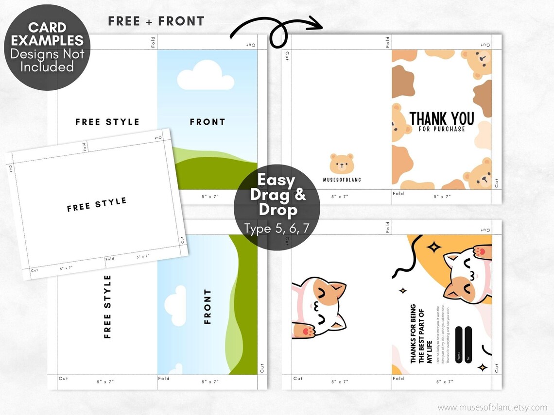 Drag and Drop Greeting Card Templates, A7 Printable Envelope Template ...
