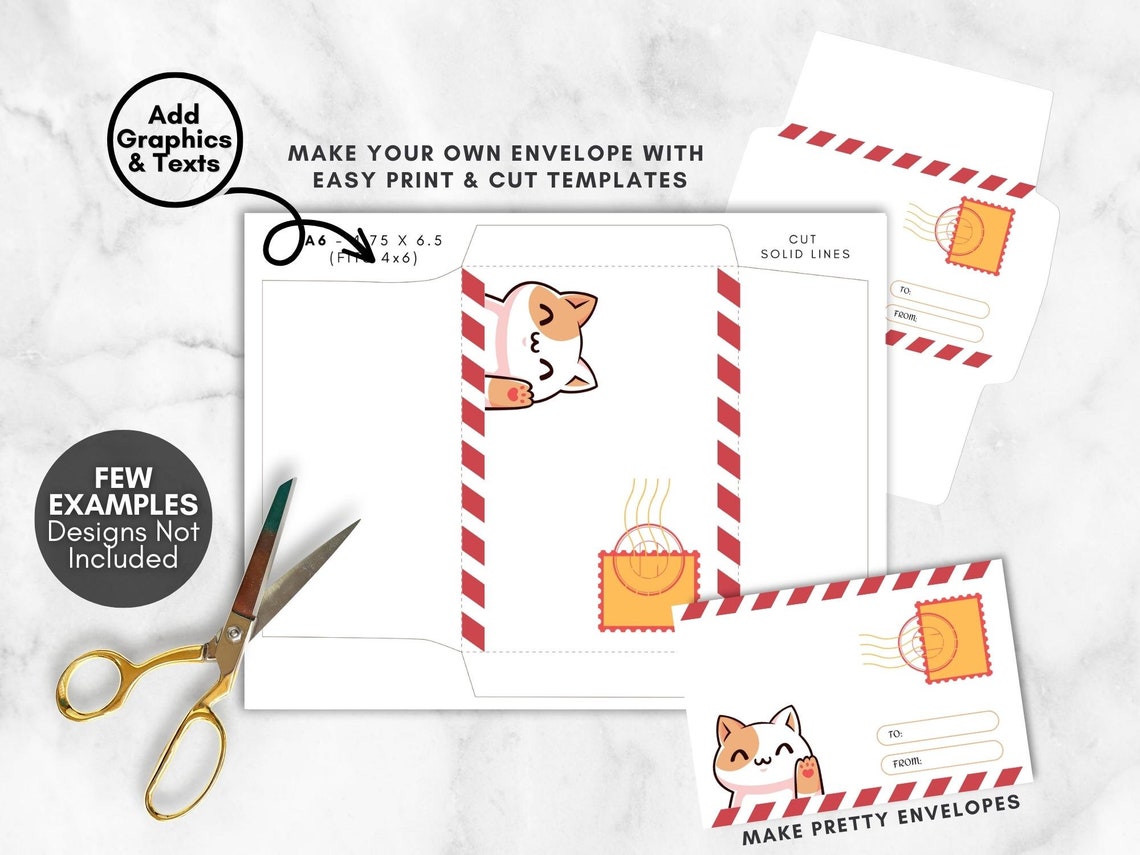 DIY Printable Envelope Template, Editable Canva Templates, A1 A2 A6 A7 ...