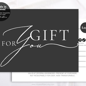 Editable Gift Certificate Template, 2 Sided Gift Card Template Canva ...