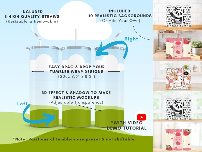 2 Ways Rotating Tumbler Mockup Template Preset Animated - Etsy