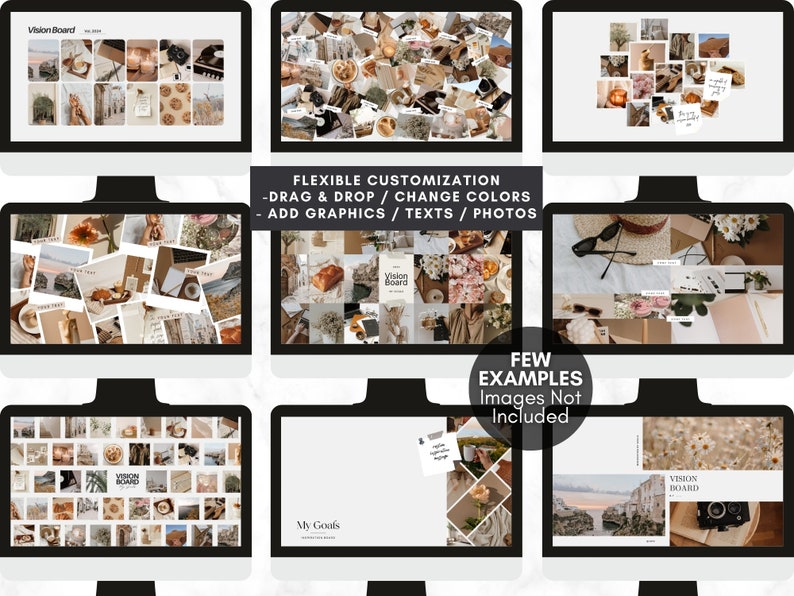 Editable Digital Vision Board Template, Custom Photo Collage Vision ...