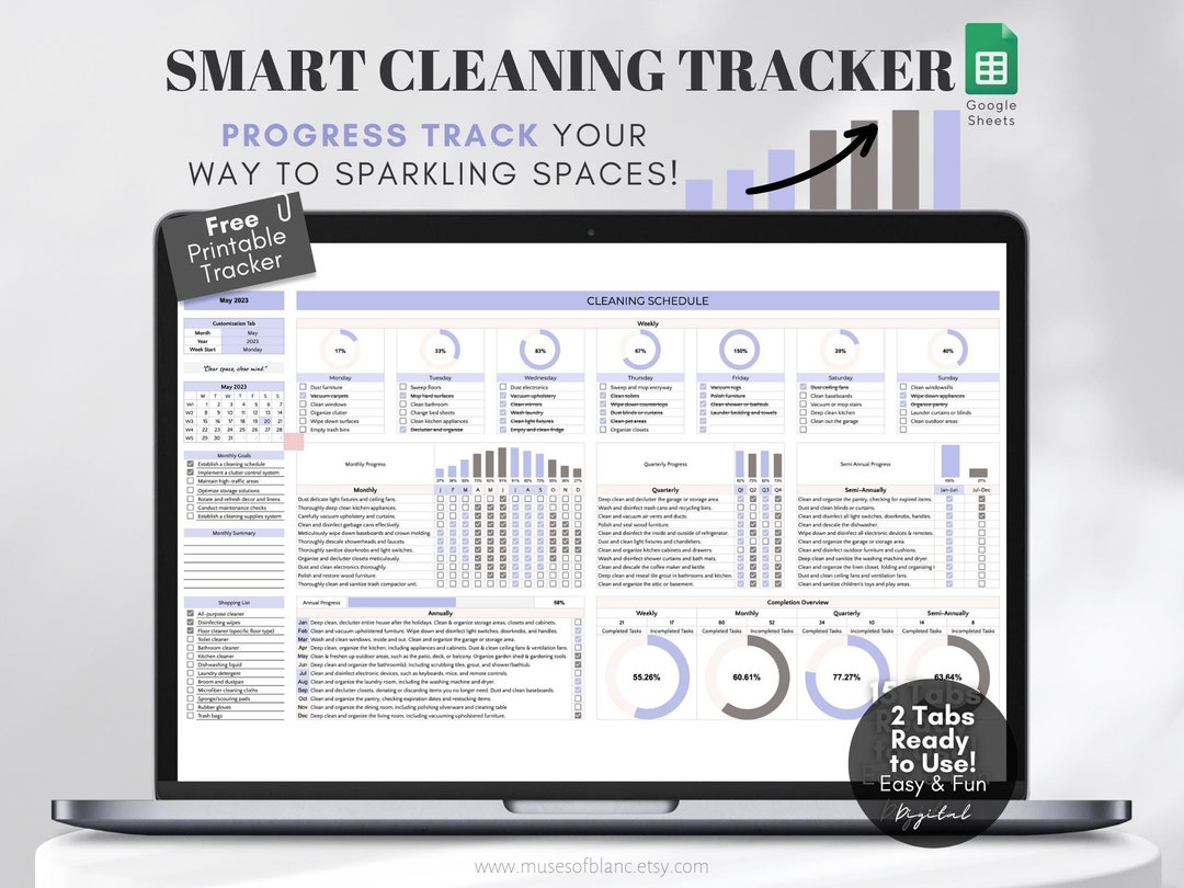 Cleaning Tracker Spreadsheet Cleaning Schedule Google Sheets - Etsy