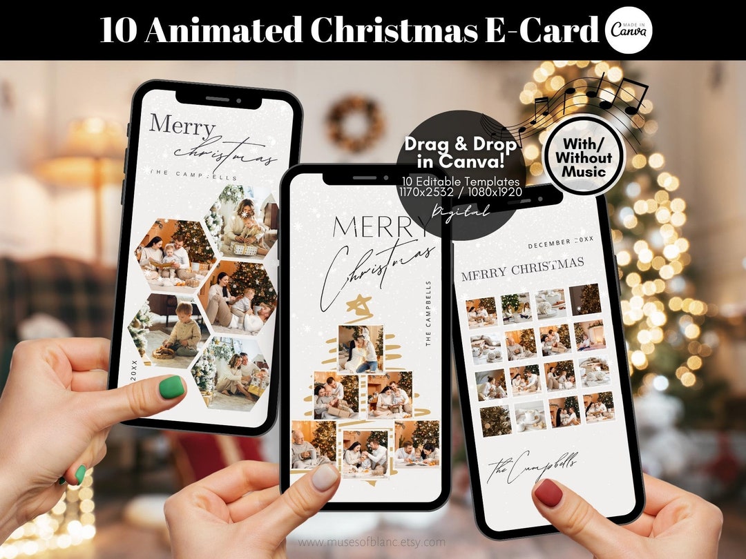 Editable Digital Christmas Card Template, Animated Christmas E-card ...