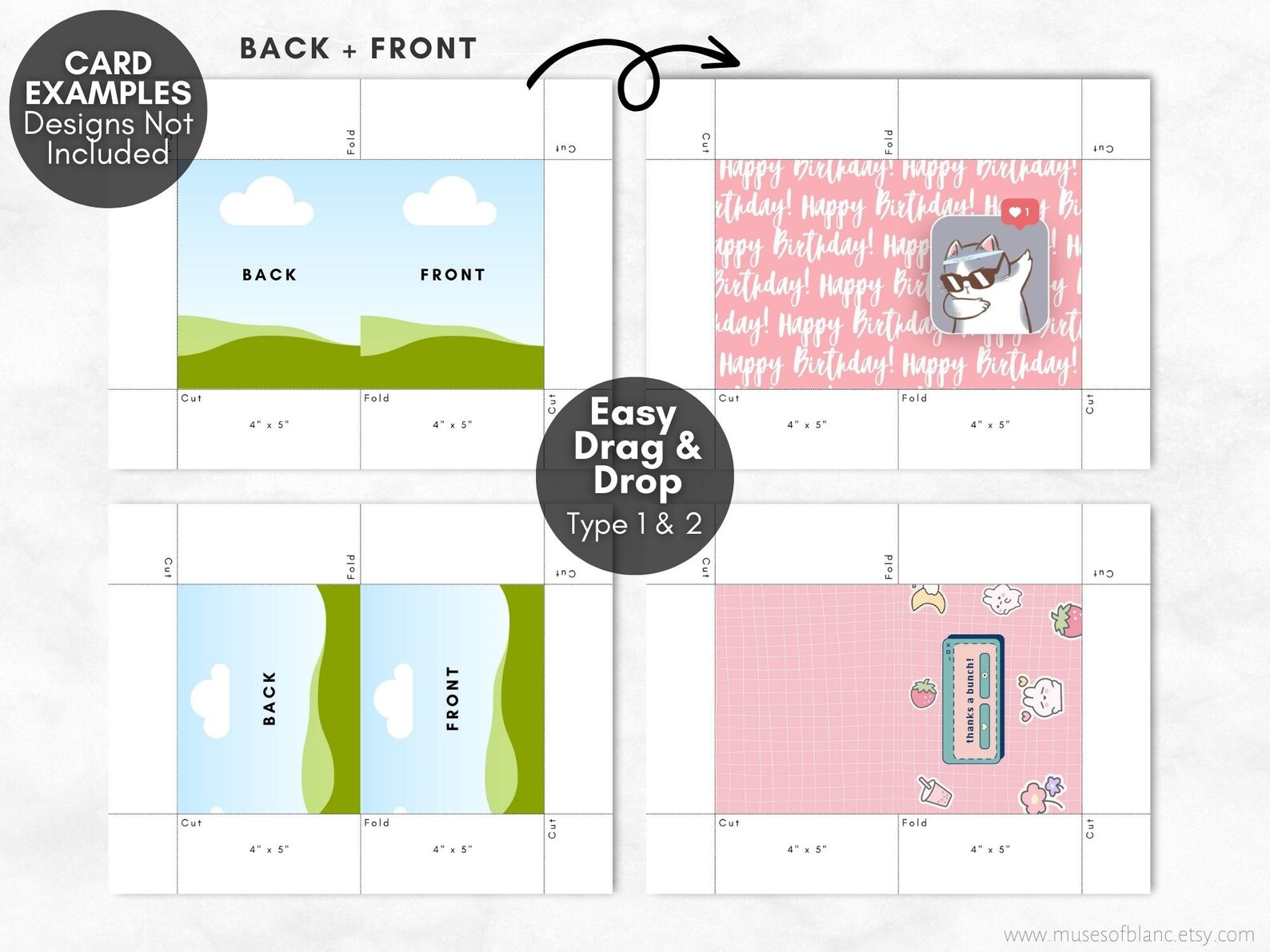Drag and Drop Greeting Card Templates, A2 Printable Envelope Template ...
