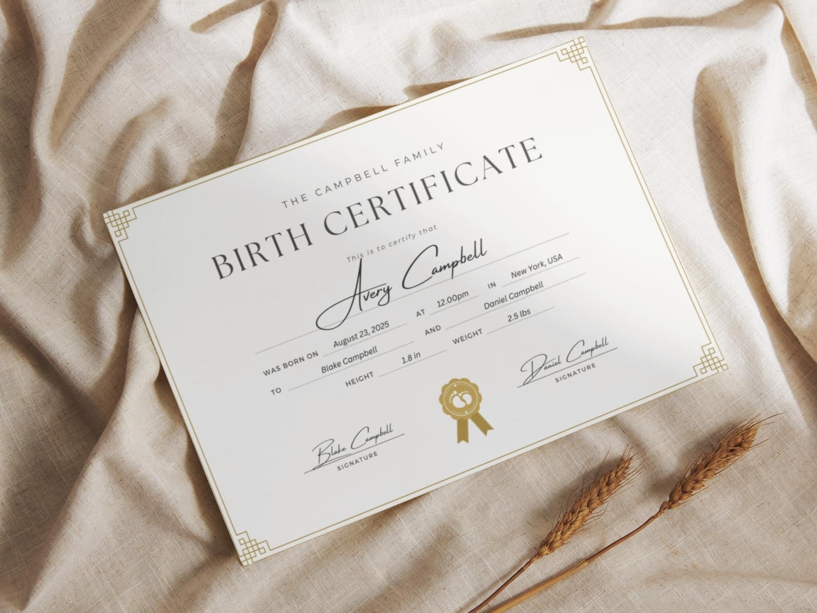 Editable Certificate of Birth Certificate Template, Baby Certificate ...