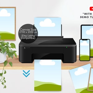 Animated Printer Mockup, Custom Mockup for Printable Sheet Paper Mockup ...