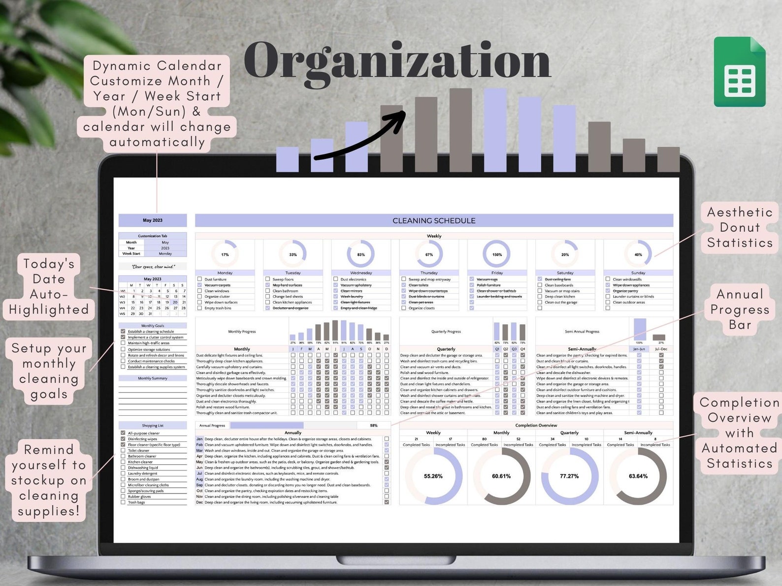 Cleaning Tracker Spreadsheet, Cleaning Schedule Google Sheets, Cleaning ...