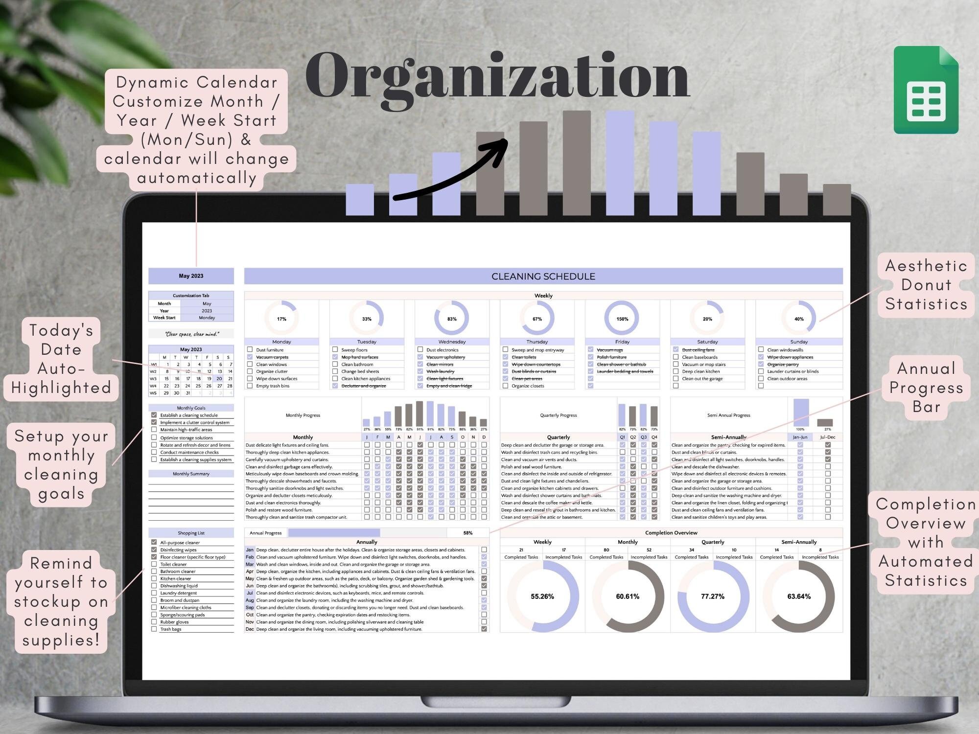 Cleaning Tracker Spreadsheet, Cleaning Schedule Google Sheets, Cleaning ...
