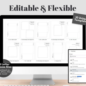 DIY Printable Envelope Template, Custom Envelope Liner Templates, A1 A2 ...