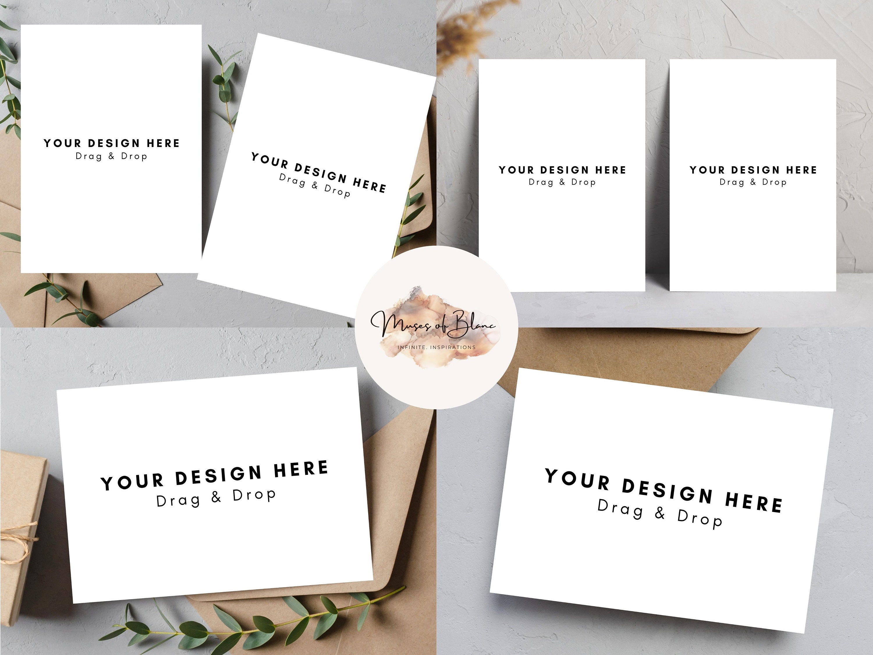 10 Drag and Drop Greeting Card Mockup Bundle, Editable Canva Template ...