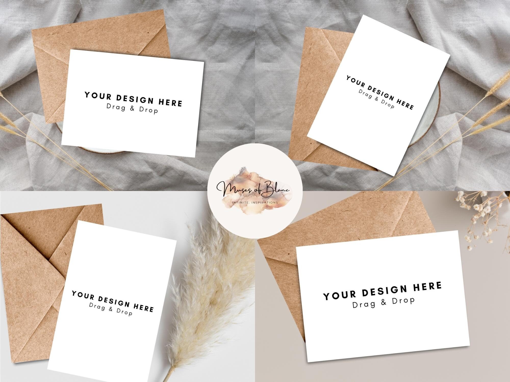 25 Drag and Drop Greeting Card Mockup Bundle, Editable Canva Template ...
