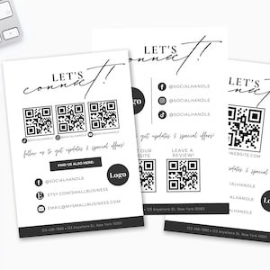 Editable Social Media Signs Template, Let’s Connect With Us QR Code ...