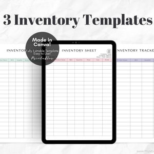 3 Product Inventory Templates Bundle Editable & Printable - Etsy