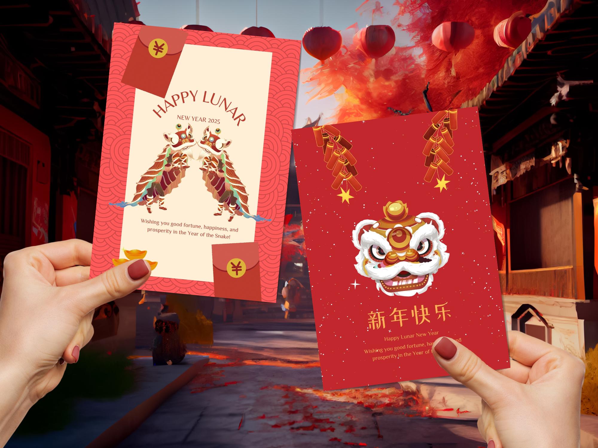 Editable Lunar New Year Cards Templates, Printable Photo Chinese New ...
