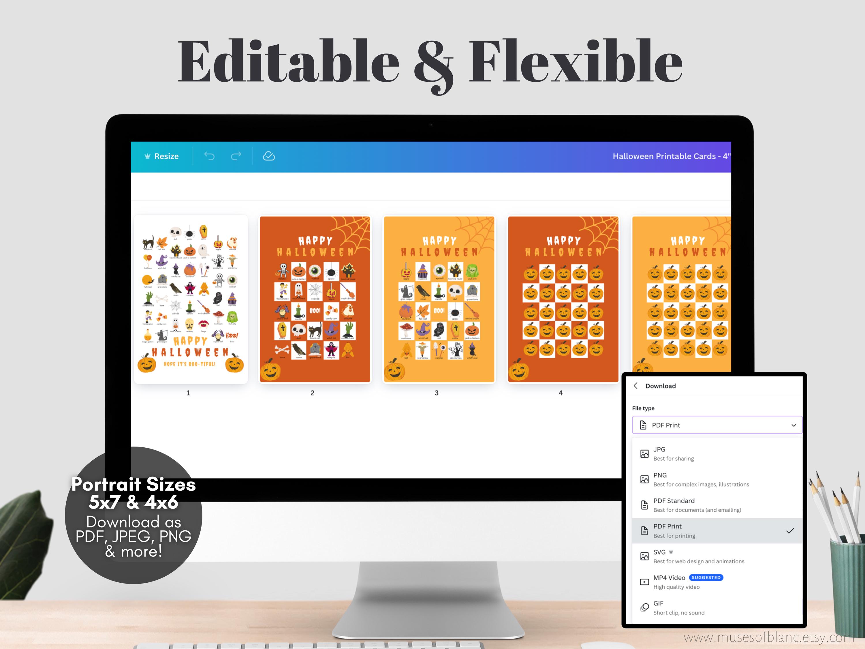 Editable Halloween Cards Templates, Printable Unique Halloween Greeting ...