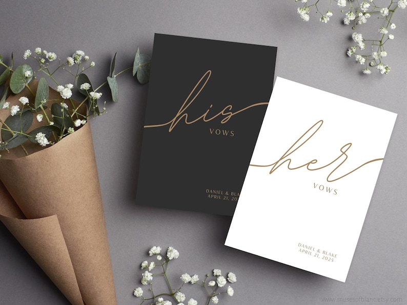 Editable Wedding Vows Card Template Editable Canva Template - Etsy