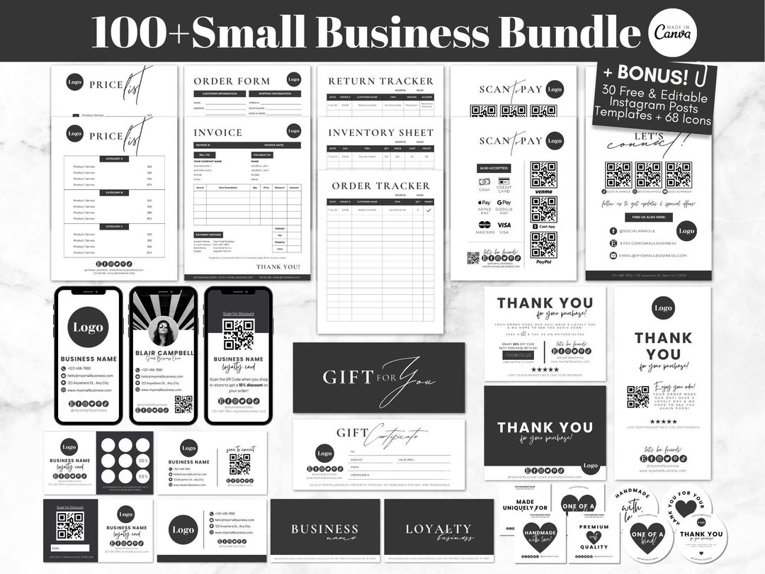 Editable Small Business Bundle Thank You Card Template Gift - Etsy