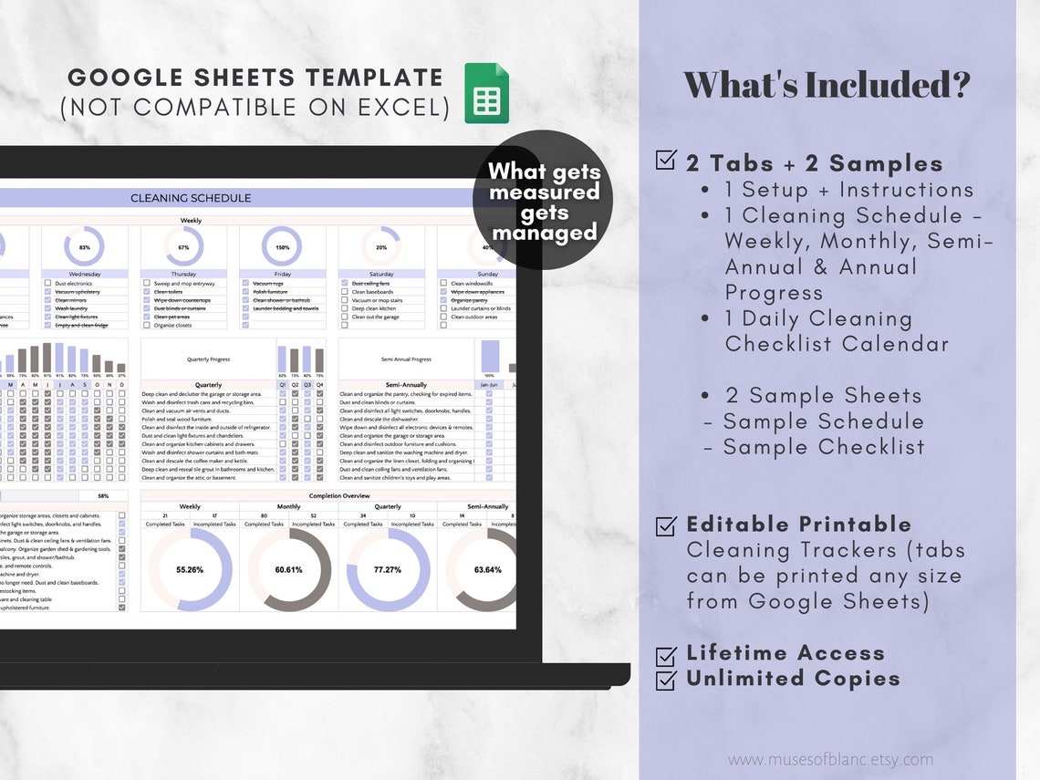 Cleaning Tracker Spreadsheet, Cleaning Schedule Google Sheets, Cleaning ...
