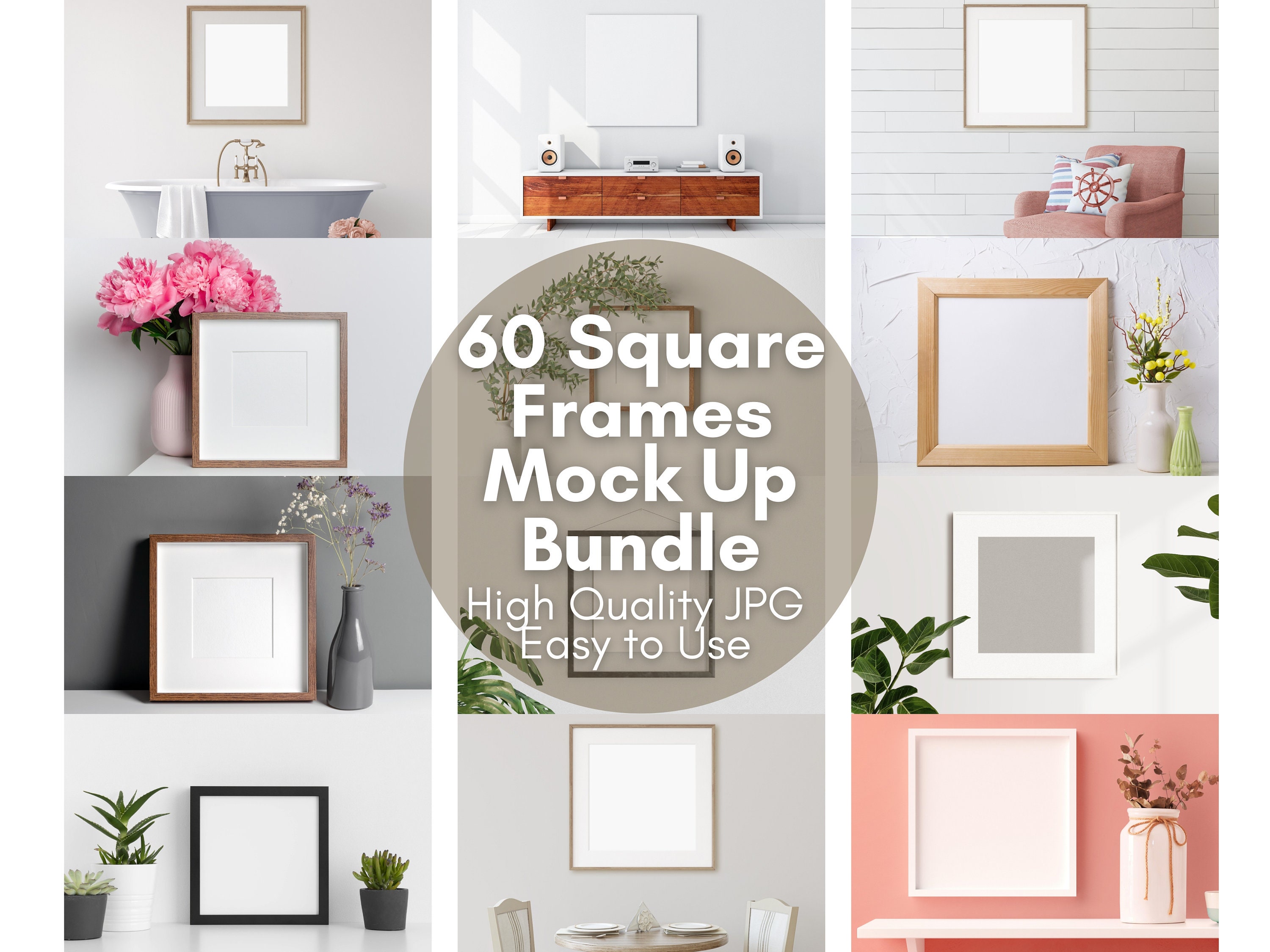 60 Square Frame Mockup Bundle Wall Art Frame Blank Mockup - Etsy
