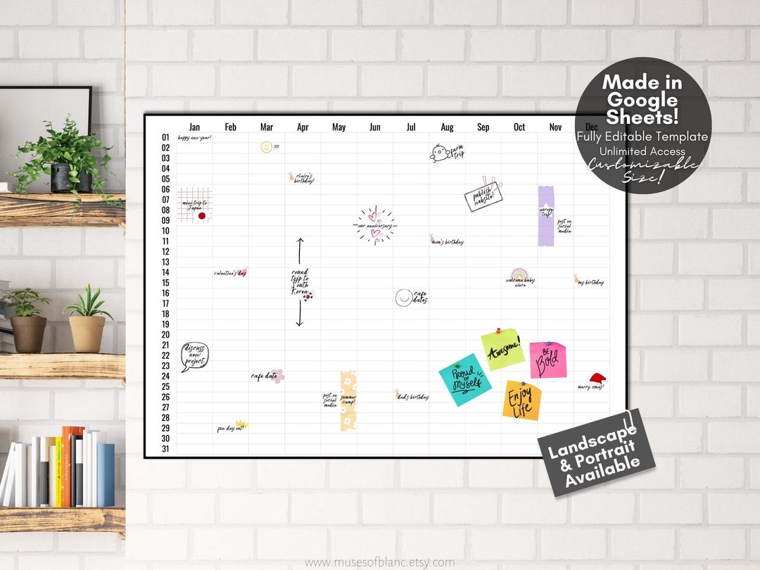 Editable Forever Calendar Template Perpetual Calendar - Etsy