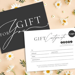 Editable Gift Certificate Template, 2 Sided Gift Card Template Canva ...