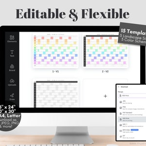 Editable 2025 Calendar Printable Year Planner, Year at a Glance 2025 Wall Calendar Annual ...
