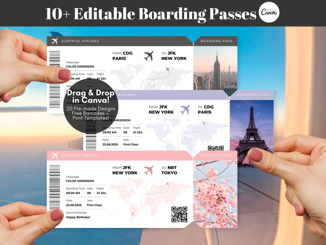 Editable Boarding Pass Template, Custom Boarding Pass Gift, Printable ...