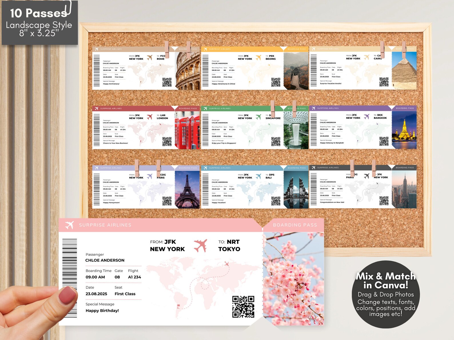 Editable Boarding Pass Template, Custom Boarding Pass Gift, Printable ...