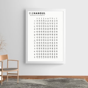 2 Hangul Chart Korean Learning Language Wall Print, Learn Korean Hangul ...