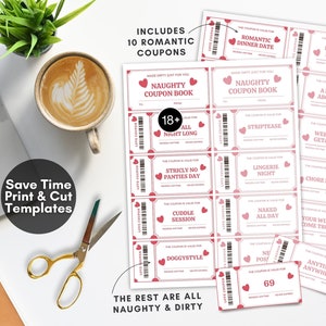 Editable Naughty Love Coupon Book for Him, Printable Valentines Day Love Coupons Blank Naughty ...