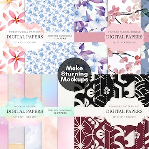 30 Digital Paper Mockup, Scrapbook Paper Mockup, Seamless Pattern ...