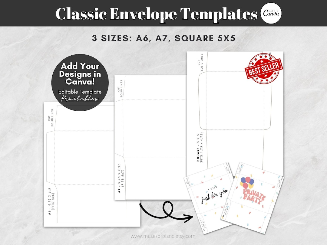 DIY Printable Envelope Template Editable Canva Templates - Etsy
