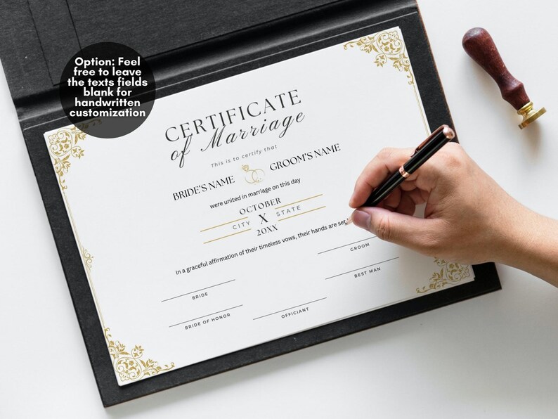 Editable Marriage Certificate Template, Printable Certificate of ...