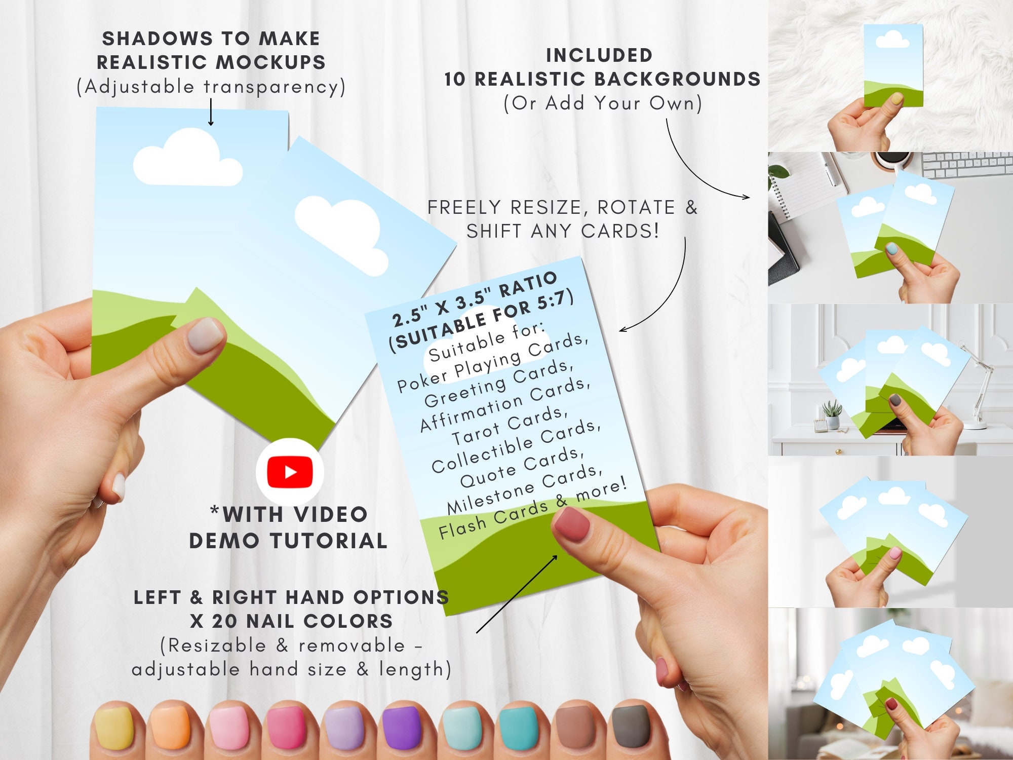 Editable Hand Holding Cards Mockup Template, Greeting Cards Mockup ...