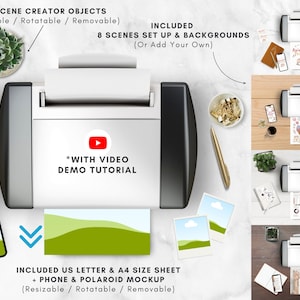 Animated Printer Mockup, Custom Mockup for Printable Sheet Paper Mockup ...