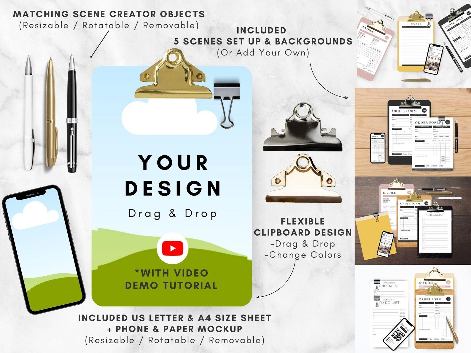 Drag and Drop Clipboard Mockup Paper Mockup, Printables Mockup ...