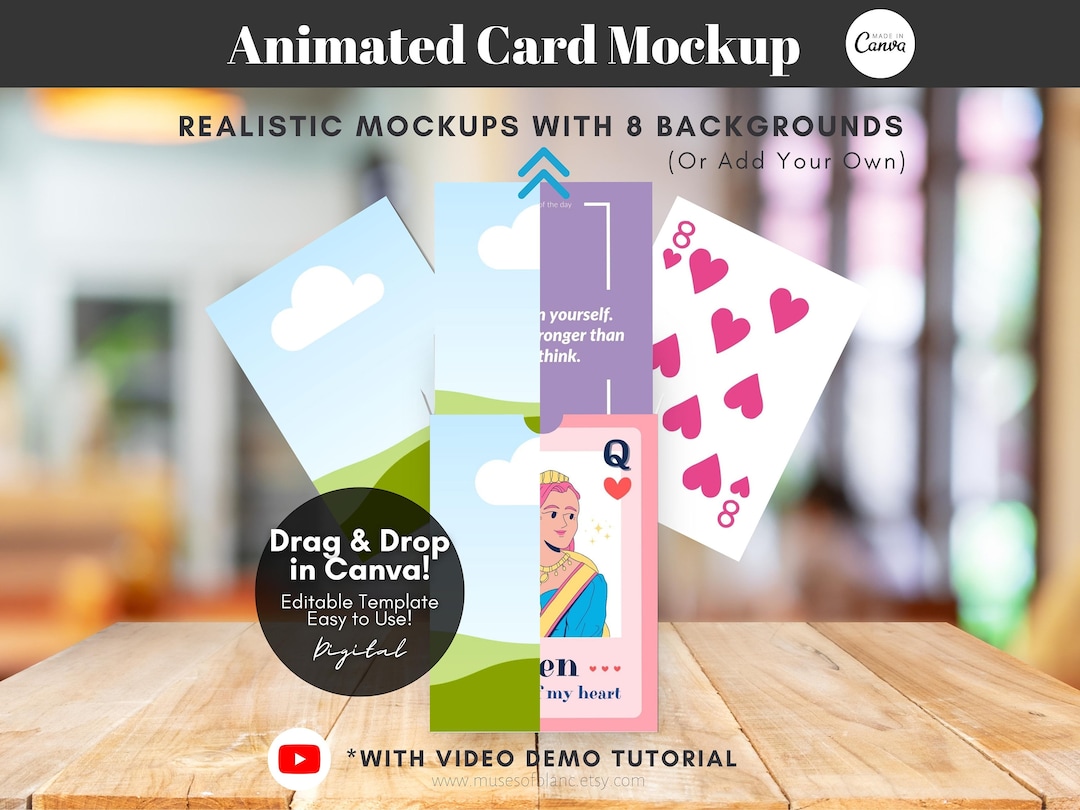Animated Playing Cards Mockup, Custom Mockup for Printable Cards ...