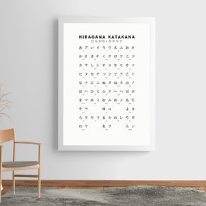 Japanese Kana Chart, Hiragana Katakana Wall Print, Learn Japanese ...