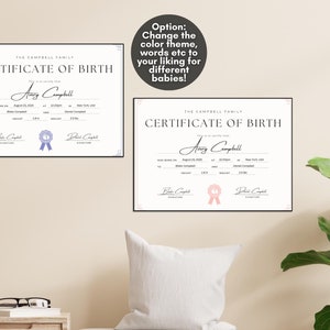 Editable Certificate of Birth Certificate Template, Baby Certificate ...