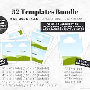 Drag and Drop Greeting Card Templates, 3x4, 3x5, 4x5, 4x6, 5x7, 4.75x4 ...