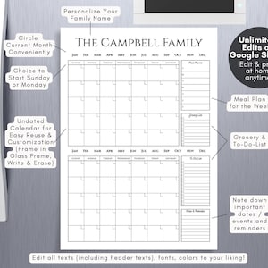 Editable Family Command Center Printable Google Sheets Template V2 ...